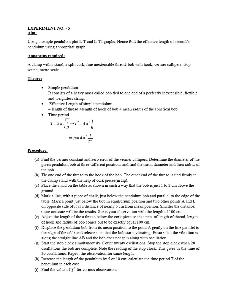Physics EXPERIMENTs Term2 | PDF | Viscosity | Pendulum