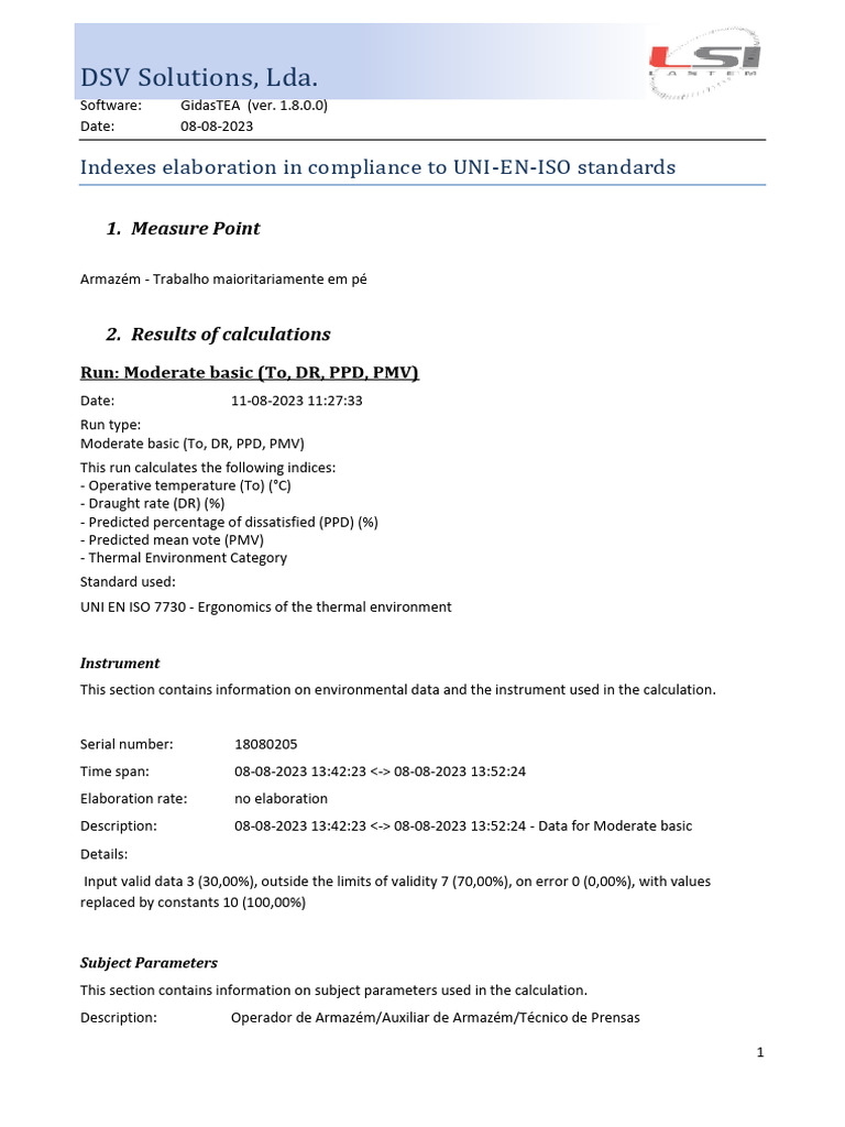 Ambiente Térmico - Armazém | PDF | Engineering Thermodynamics | Physical Quantities