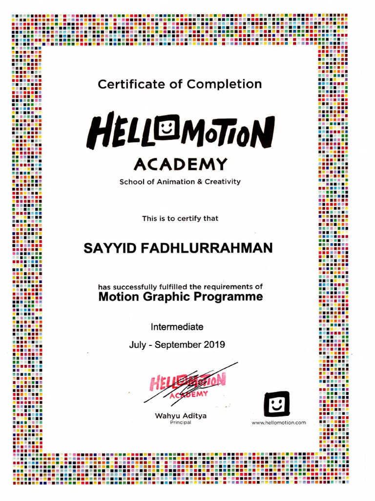 Sertifikat Hello Motion 2 | PDF