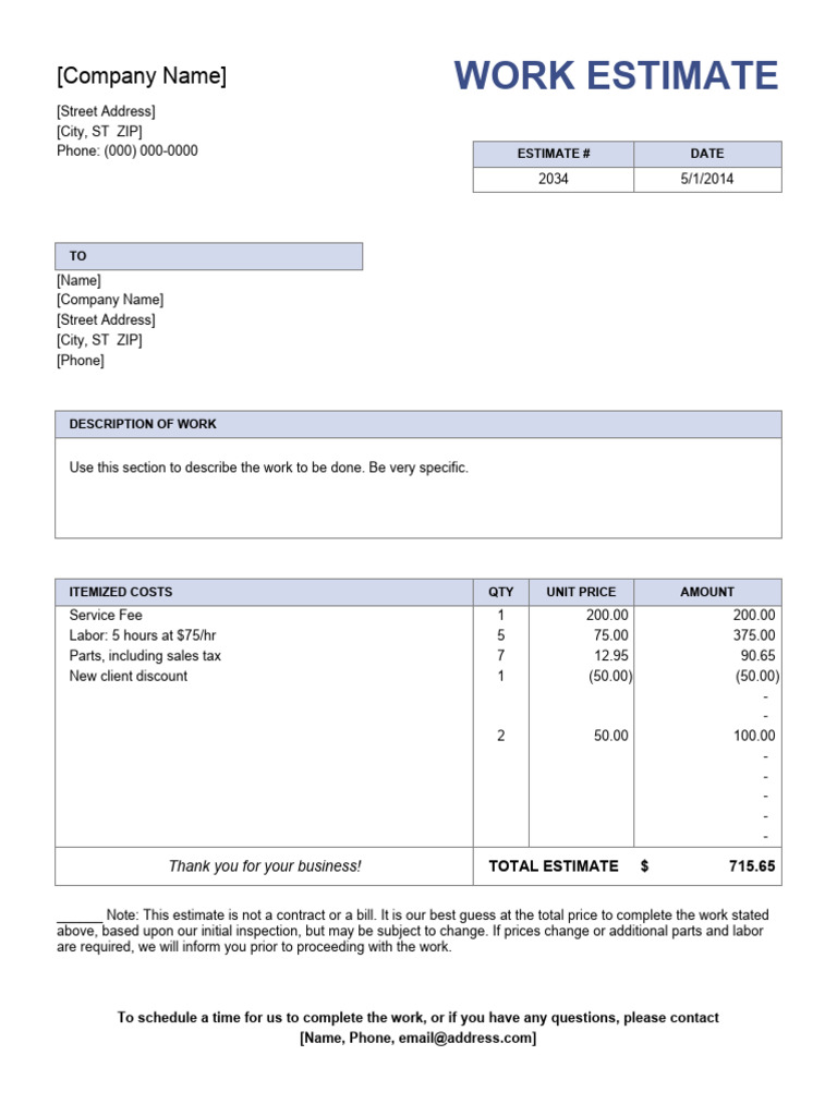 Job Estimate | PDF | Computing