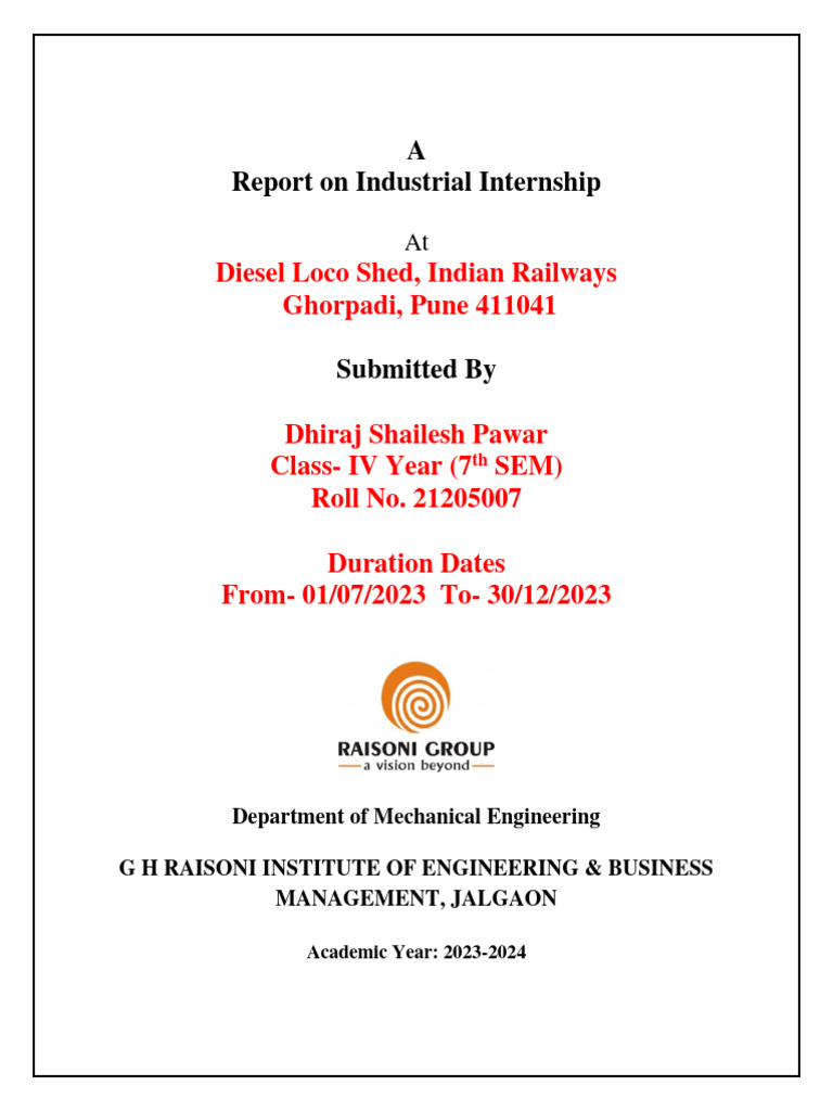 Internship Report Final Print Dhiraj | PDF | Technology & Engineering