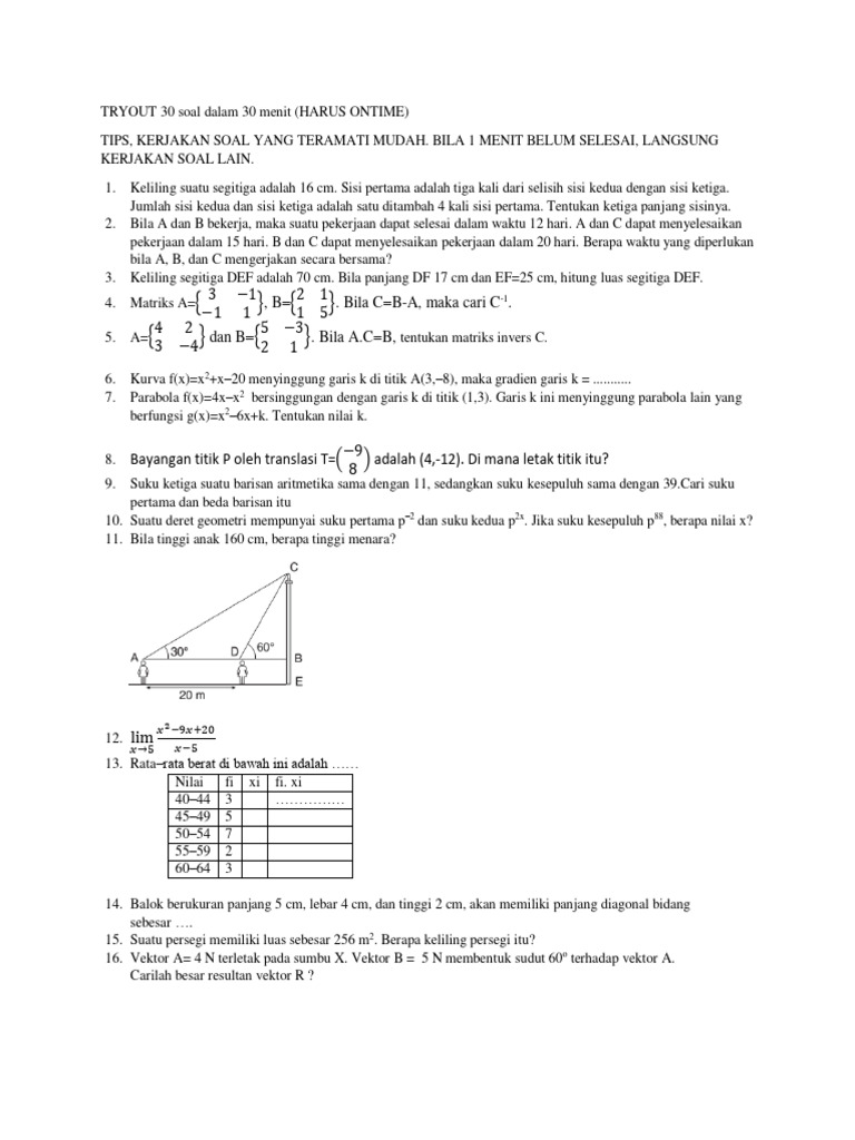 Tryout Astra | PDF | Metode & Bahan Ajar | Sains & Matematika