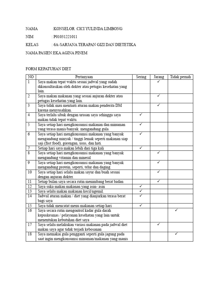 Lembar Checklist-Cici Yulinda Limbong | PDF