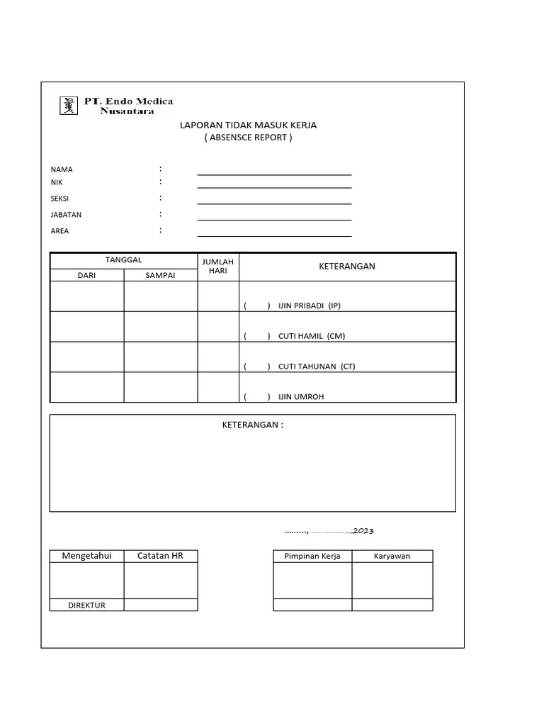 Form Cuti Atau Izin | PDF