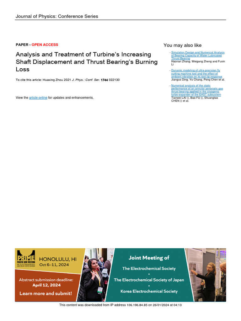Analysis and Treatment of Turbine's Increasing Shaft Displacement and ...