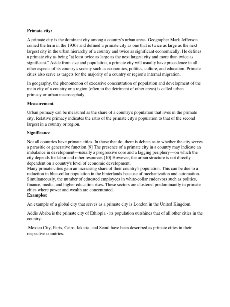 Understanding Primate Cities | PDF