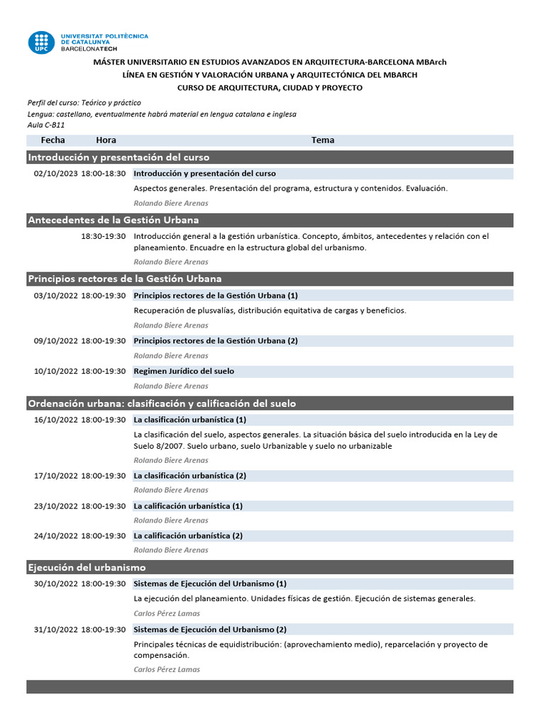 Programa Acp 2023 2024 Rev Pdf Urbanismo