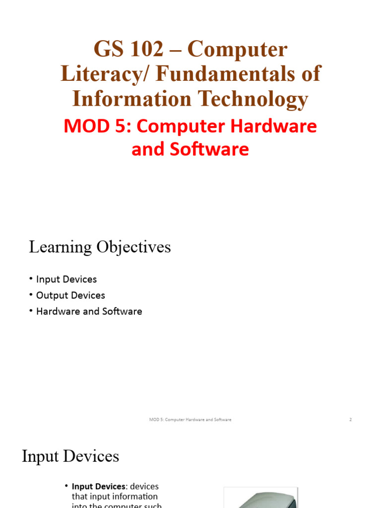 MOD 5 - Computer Hardware and Software | PDF | Computer File | Random Access Memory