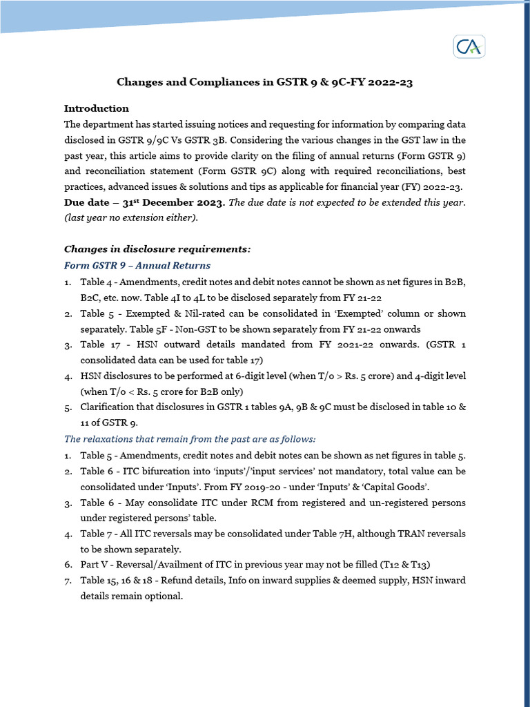 GSTR 9 9C FY 22 23 DUE 31st December 2023 1694345252 | PDF | Business