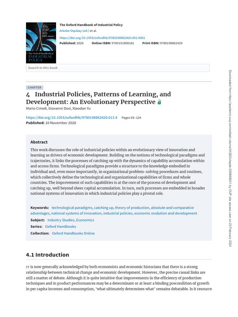 4 Industrial Policies, Patterns of Learning, and Development | PDF