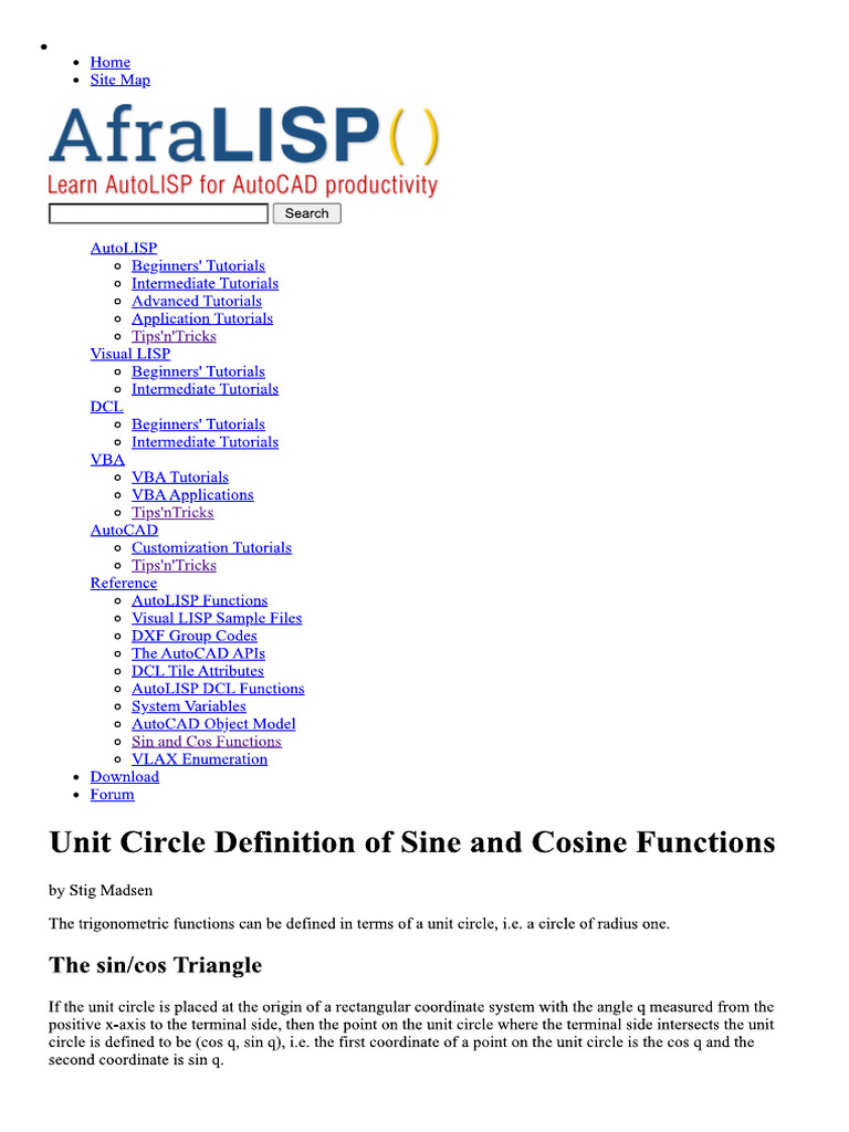 Unit Circle Definition of Sine and Cosine Functions | PDF