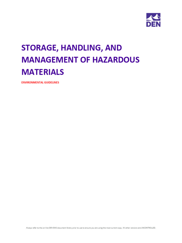Storage, Handling, and Management of Hazardous Materials | PDF | Dangerous Goods | Hazardous Waste