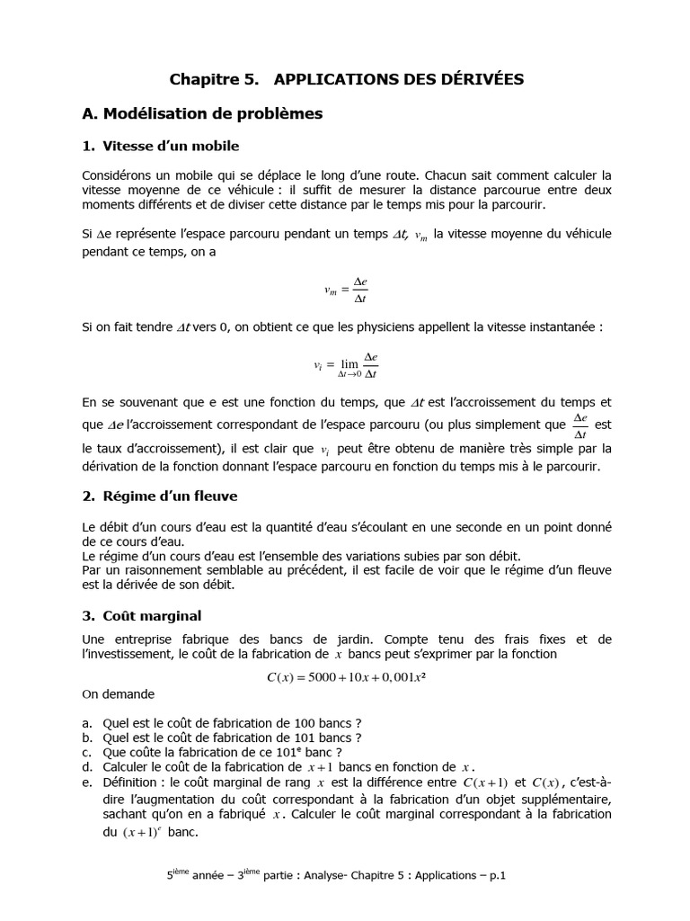 Applications Des Derivees | PDF