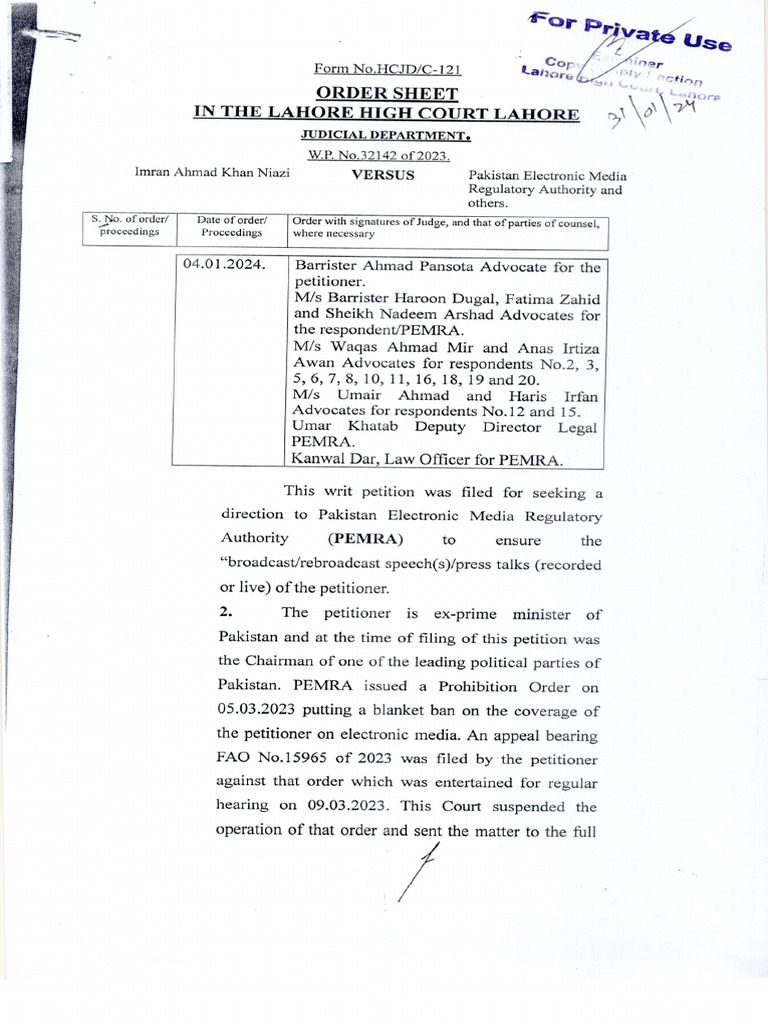 Freedom of Expression-Judgment-Imran Khan-Lahore High CT | PDF