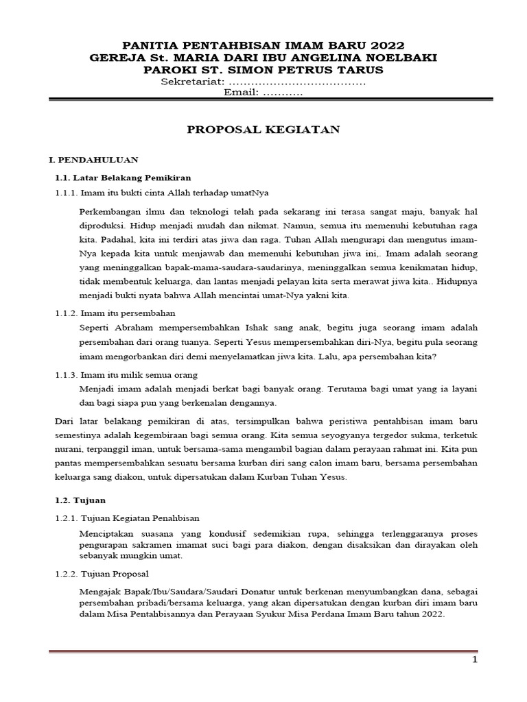 Proposal Pesta Syukur Imam Baru ST Maria Angelina Noelbaki | PDF