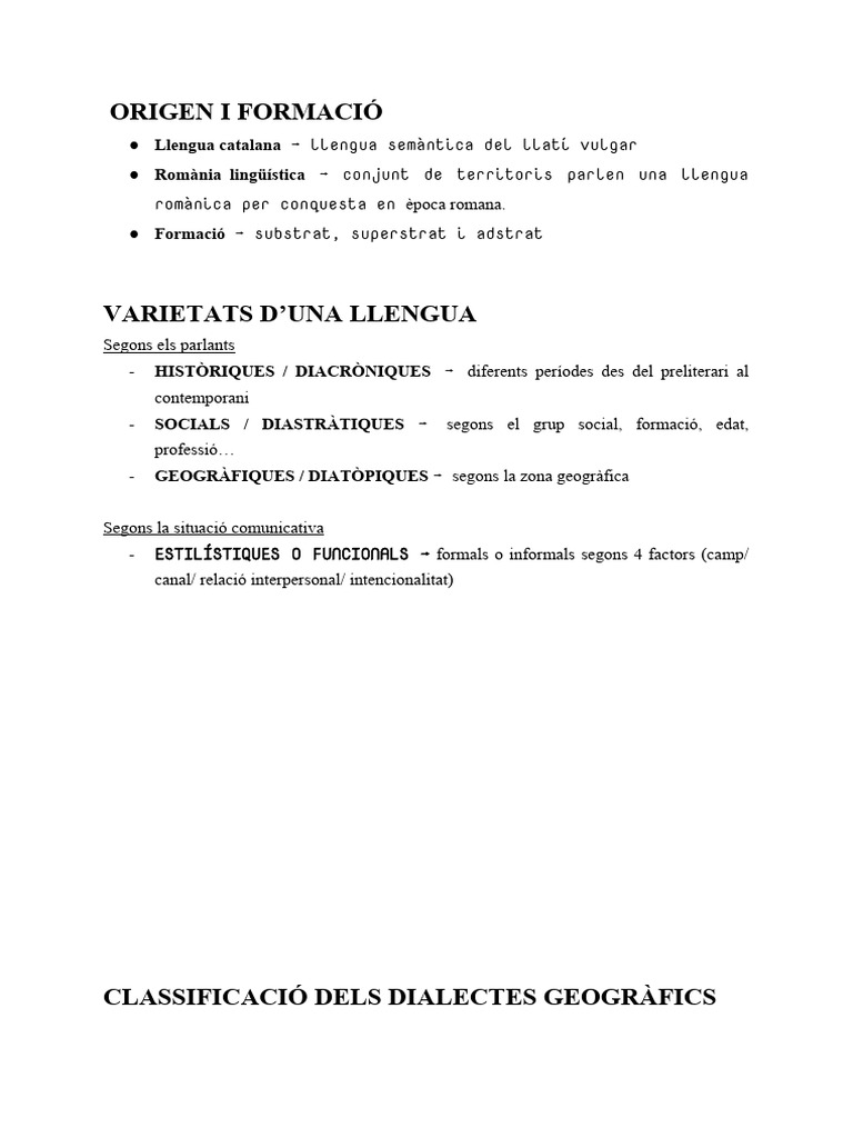 Varietats Geogràfiques de La Llengua | PDF