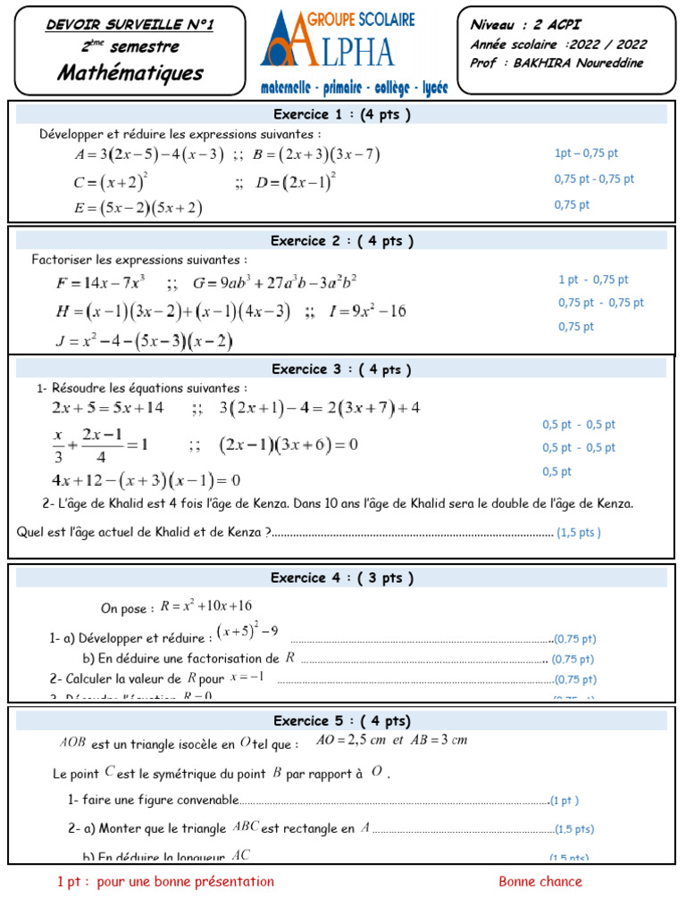 Devoir N1 Maths 2AC Semestre 2 - Modele 1 1 | Download Free PDF ... Devoir N1 Maths 2AC Semestre 2 - Modele 1 1 | Download Free PDF ...