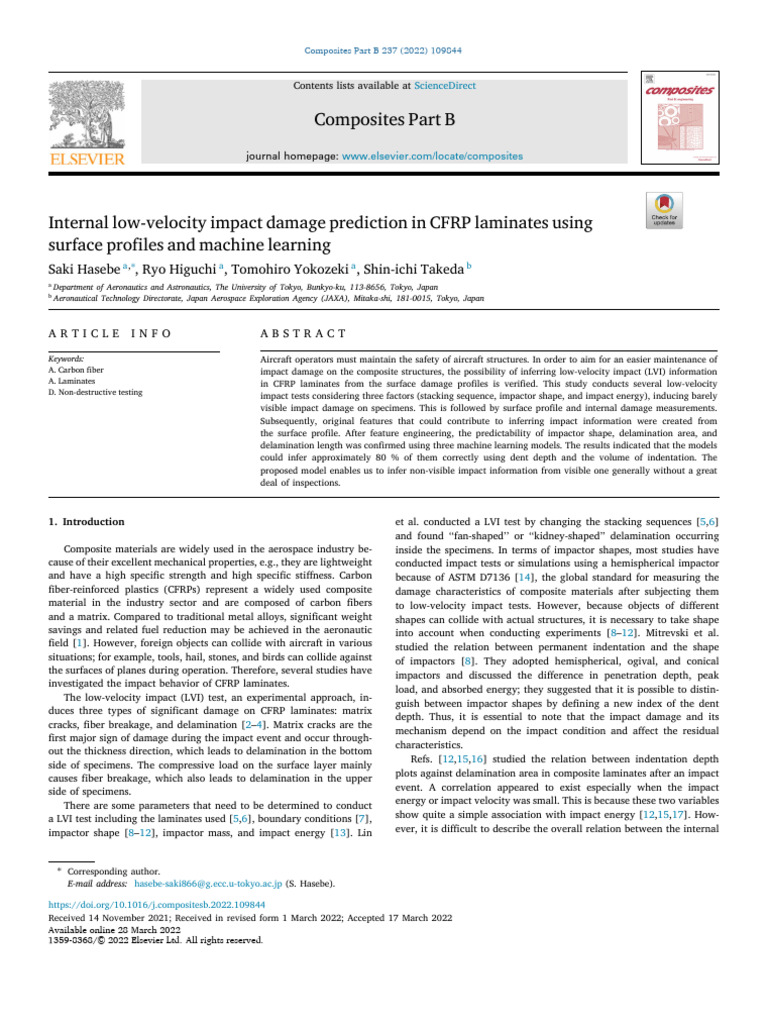 Internal Low Velocity Impact Damage Prediction in CFRP Laminates Using ...