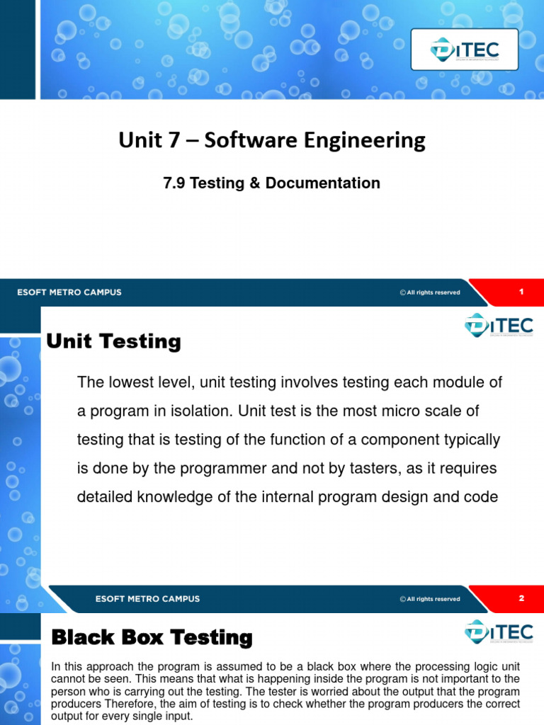 4485-1685097803902-Unit - 7.9 - Testing and Documentation | PDF ...
