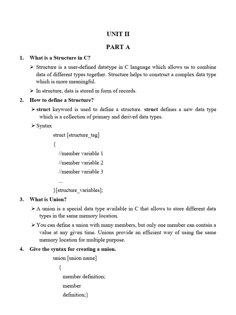 Unit Ii Cs3353 Cpds Question Bank Pdf Pointer Computer Programming Variable Computer 