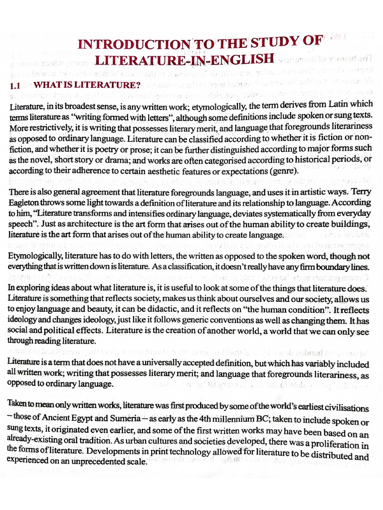 Introduction To Literature | PDF