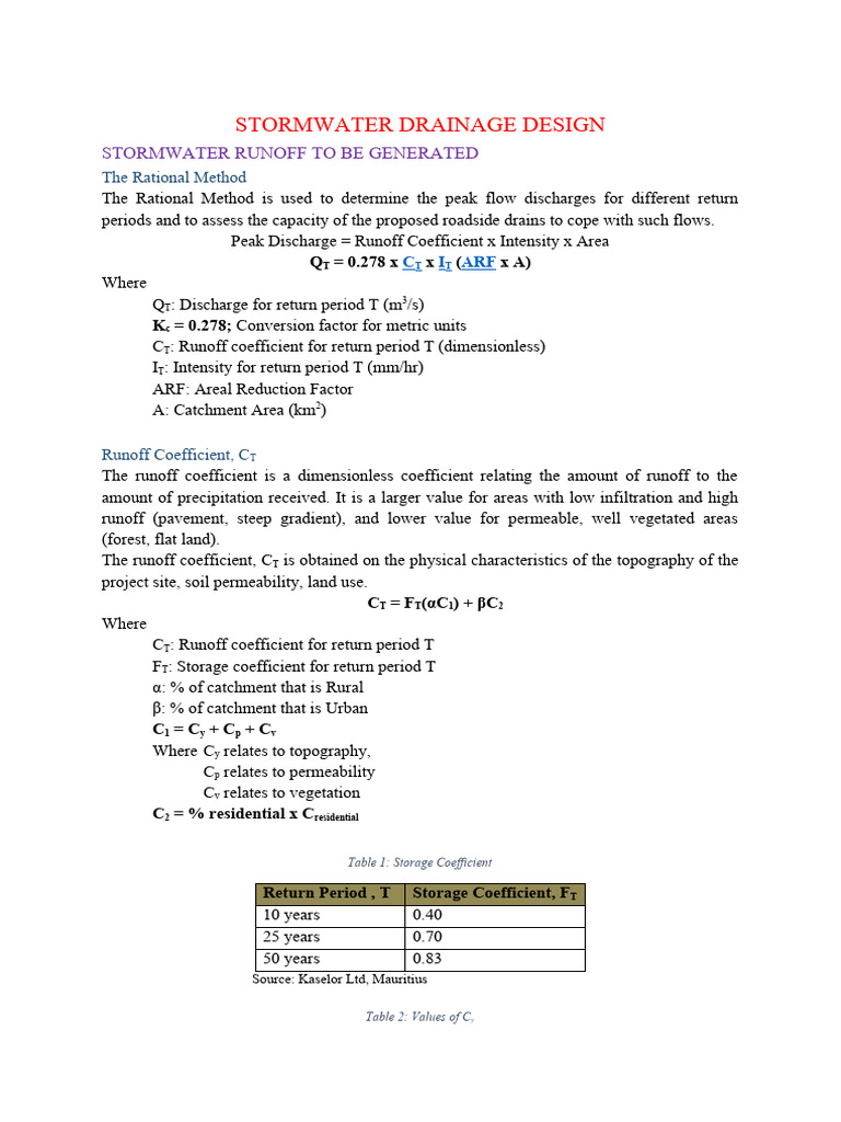 Stormwater Drainage Design | PDF | Surface Runoff | Drainage Basin