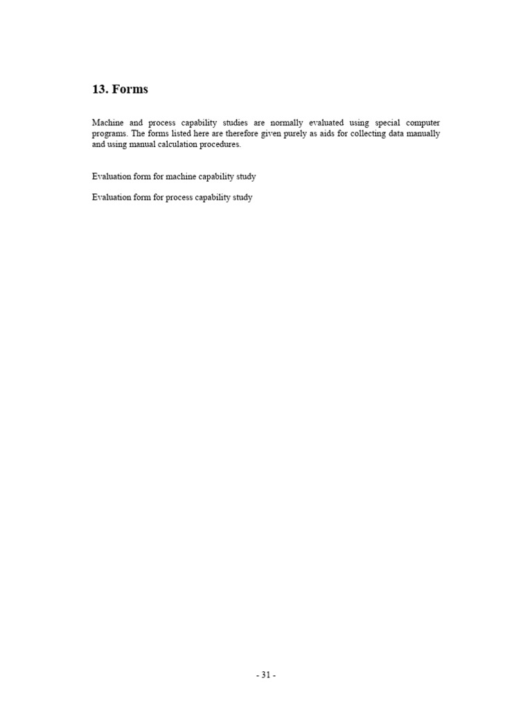 Machine and Process Capability Booklet 9 - 31 | PDF