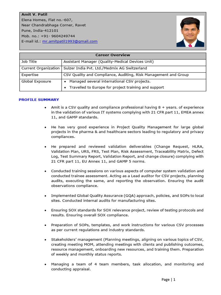 Amit - CSV Compliance - 2024 | PDF | Regulatory Compliance | Audit