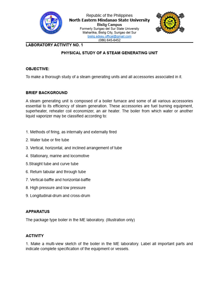 ME Laboratory 2 - Activity 1 | PDF | Boiler | Steam