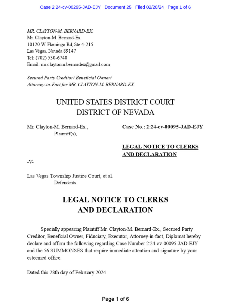 Legal Notice To Clerks | PDF | Summons | Common Law