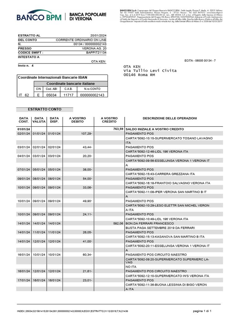 Coordinate Bancarie Italiane Coordinate Internazionali Bancarie IBAN | PDF