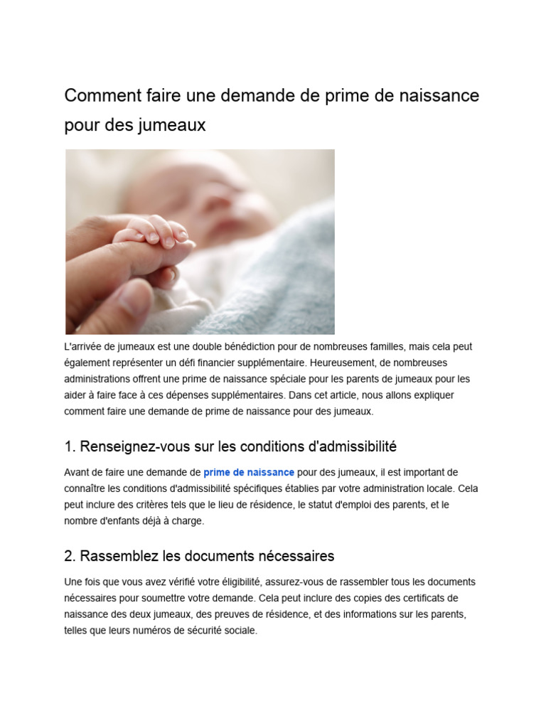 Demande de prime de naissance pour jumeaux | PDF | Droit