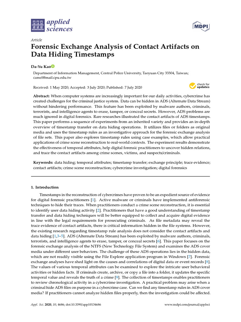 Forensic Exchange Analysis of Contact Artifacts On Data Hiding ...