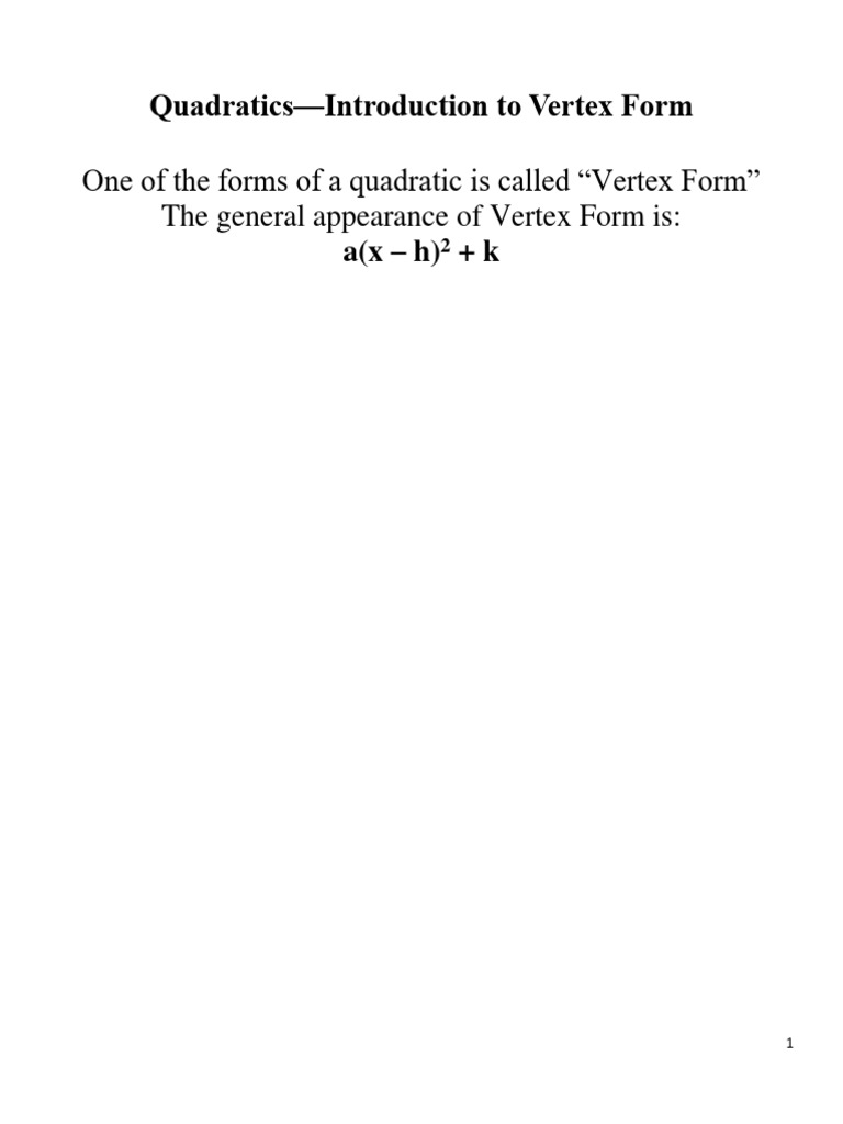 U3 D2 Vertex Form Reboot | PDF | Teaching Methods & Materials