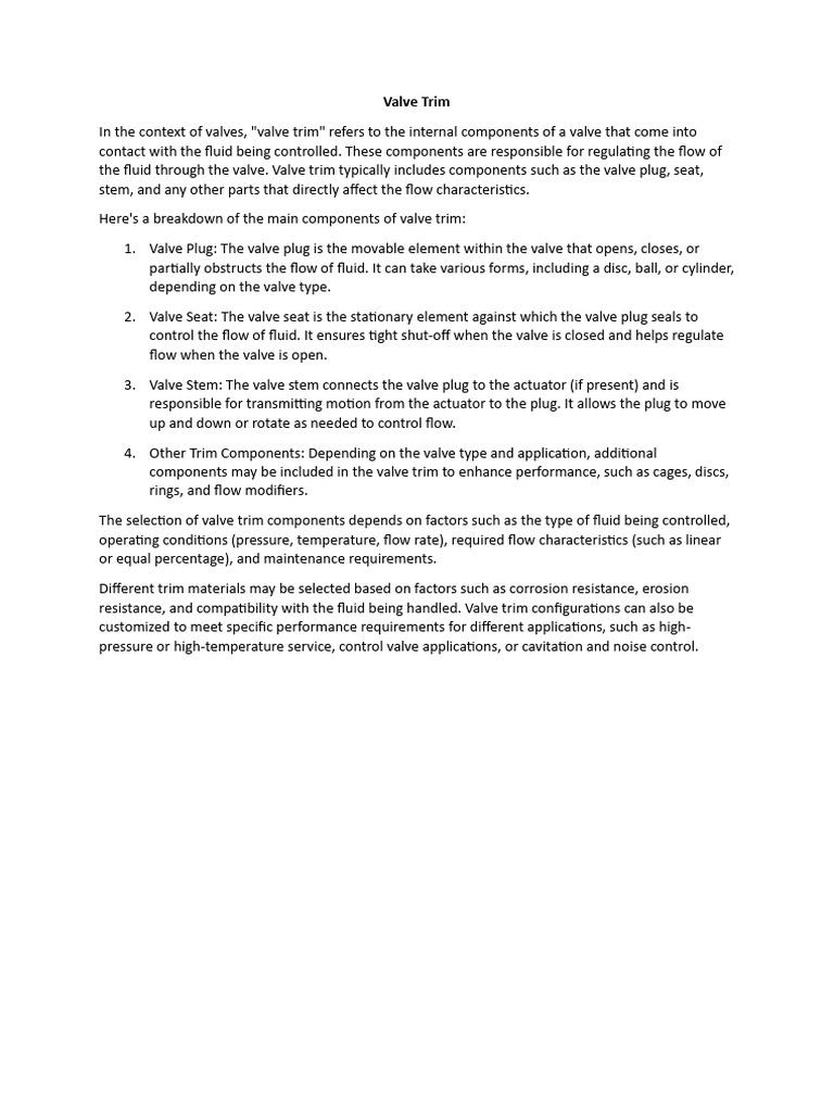 Valve Trim Essentials for Engineers | PDF