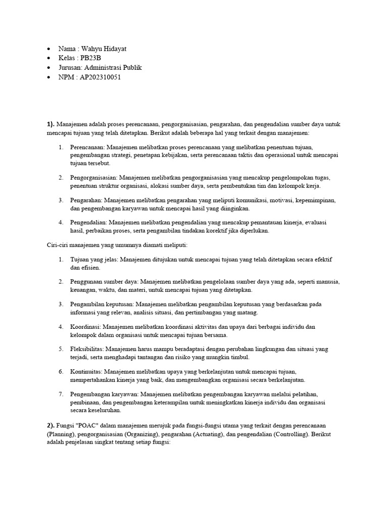 UTS Azas-Azas Management | PDF