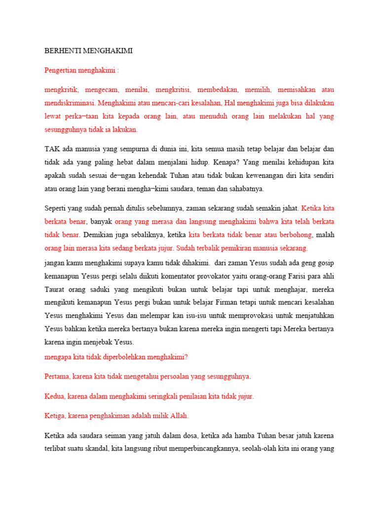 Berhenti Menghakimi | PDF | Karier & Perkembangan