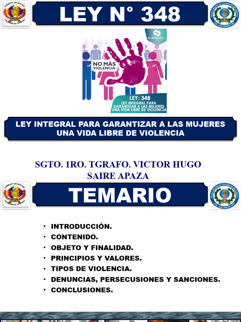 Ley 348 | PDF | La violencia contra las mujeres | Violación