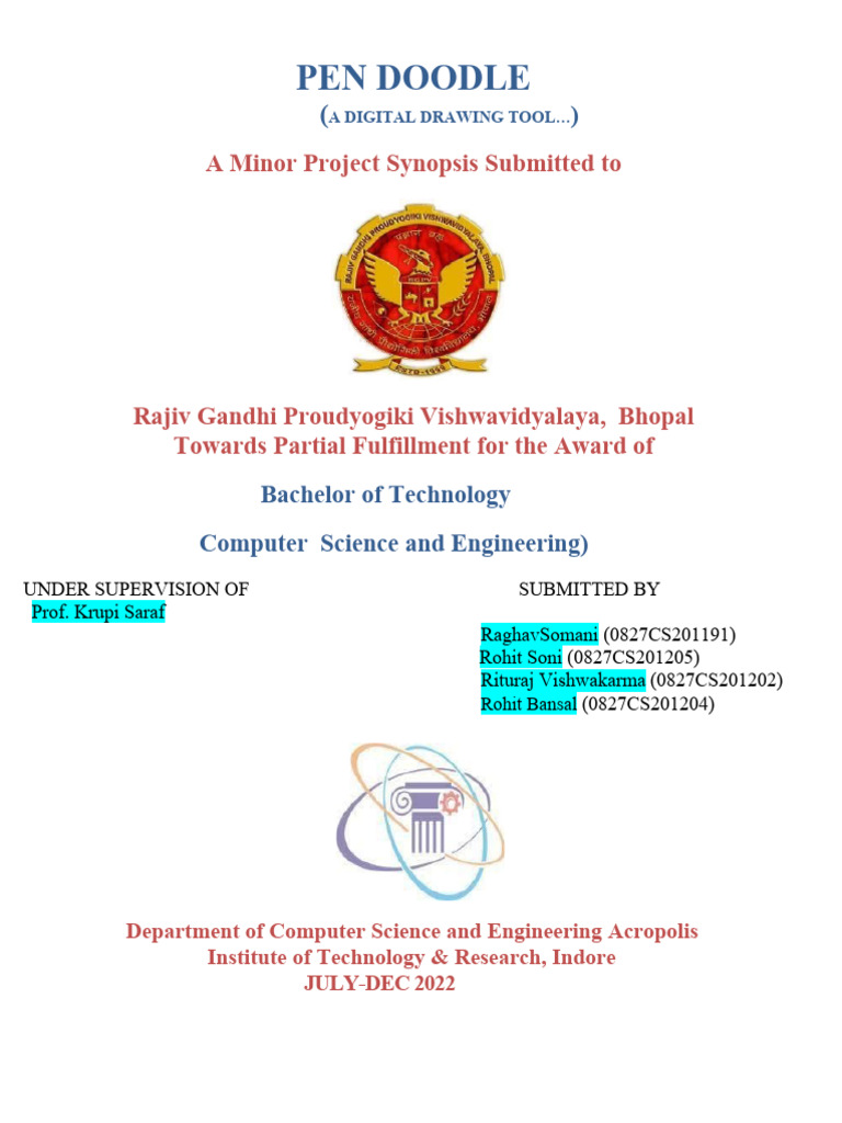 Pen Doodle Minor Project Synopsis | PDF | Graphical User Interfaces | Application Software