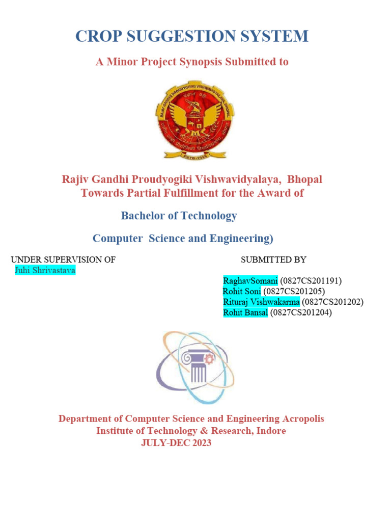 Pen Doodle Minor Project Synopsis | PDF | Agriculture | Machine Learning