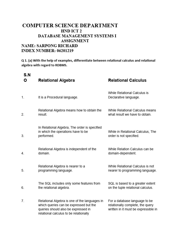 Computer Science Department Assignment | PDF | Computers