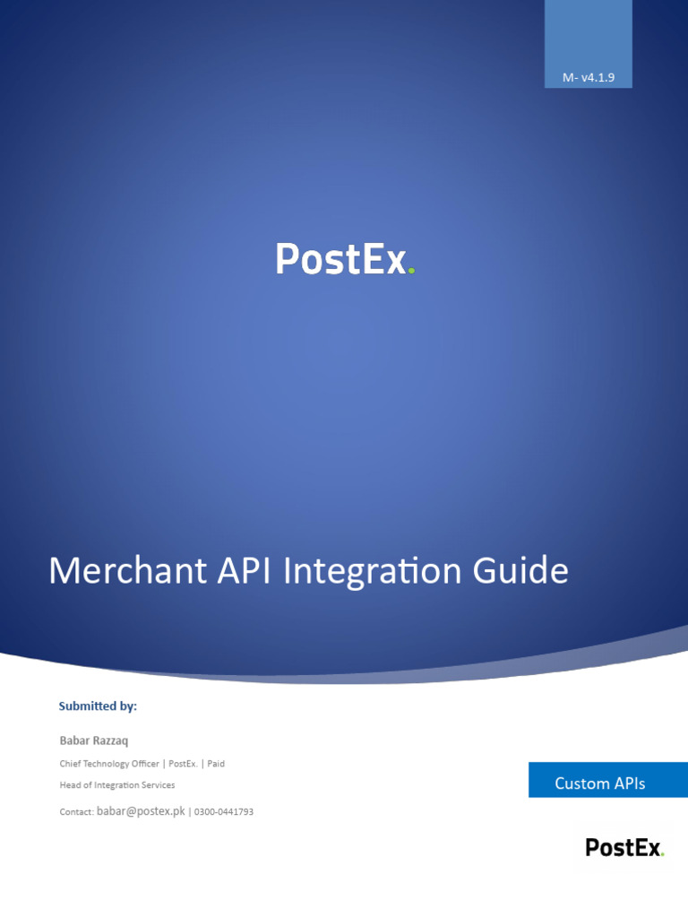 PostEx-COD API Integration Guide V4.1.9-1 | PDF | Json | Boolean Data Type