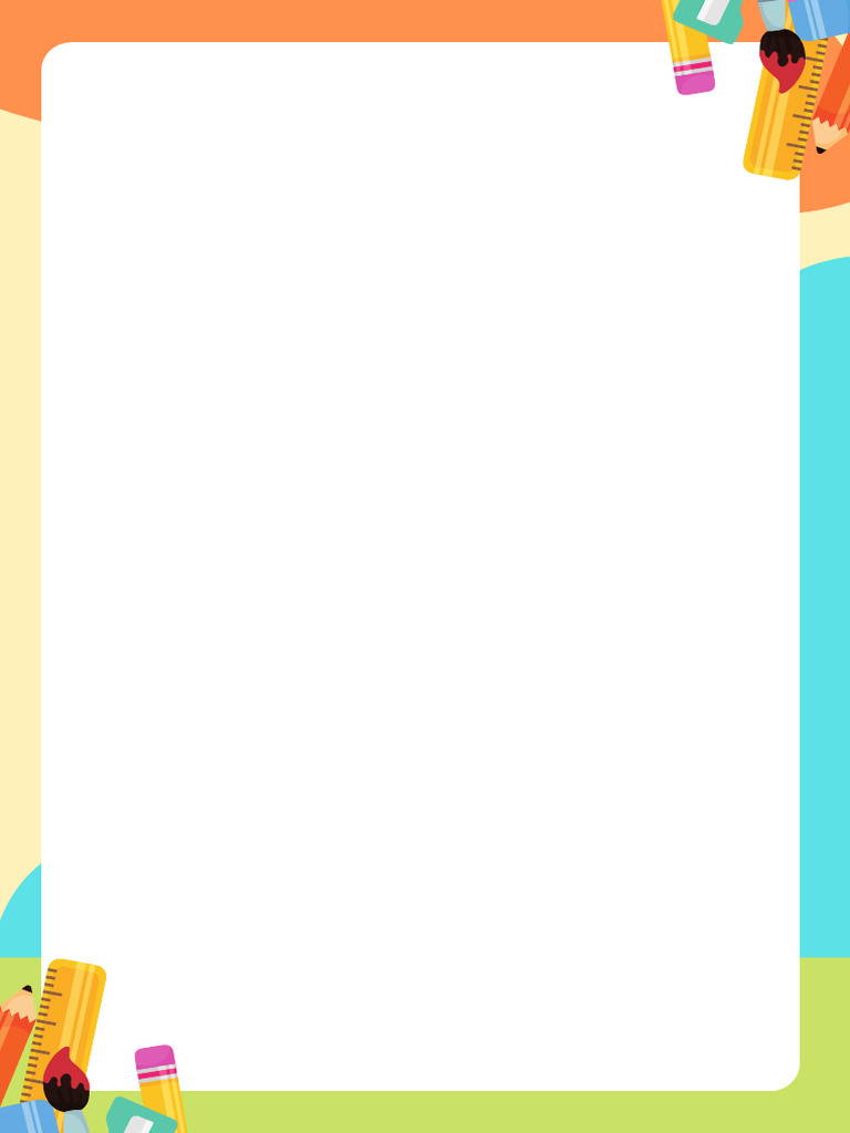 Colorful School Materials Blank A4 Page Border | PDF