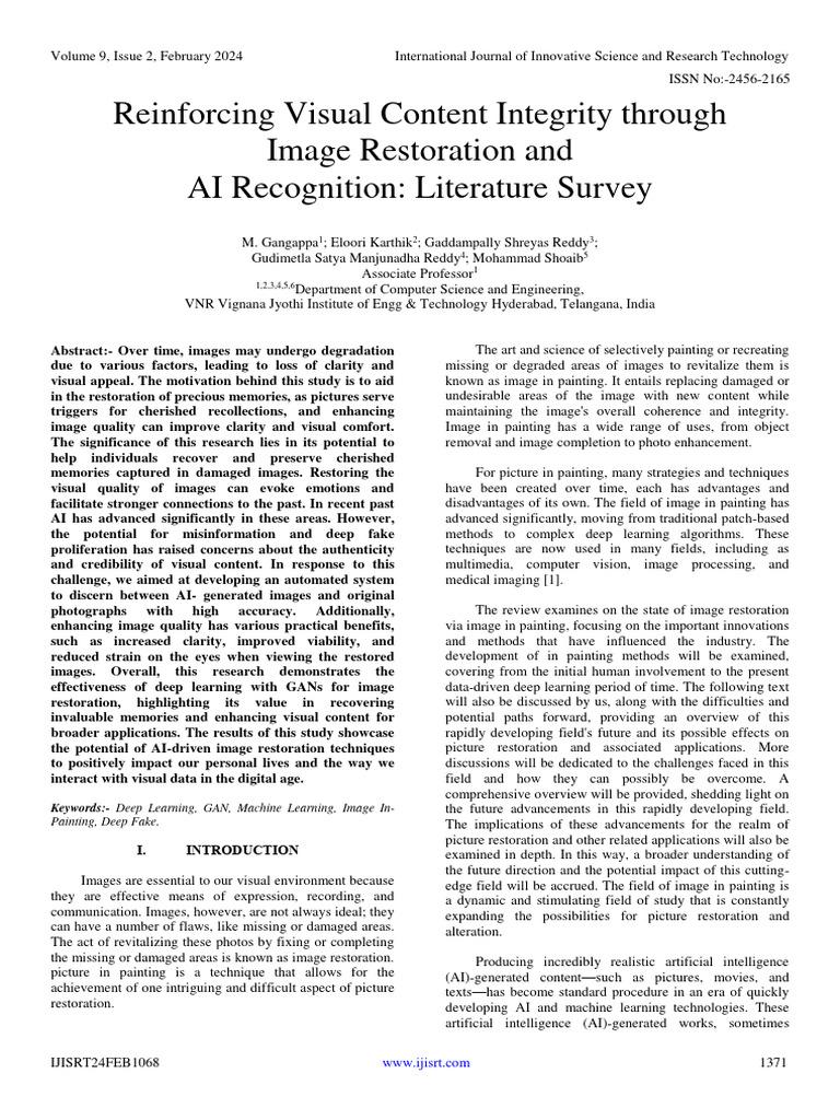 Reinforcing Visual Content Integrity Through Image Restoration and AI ...
