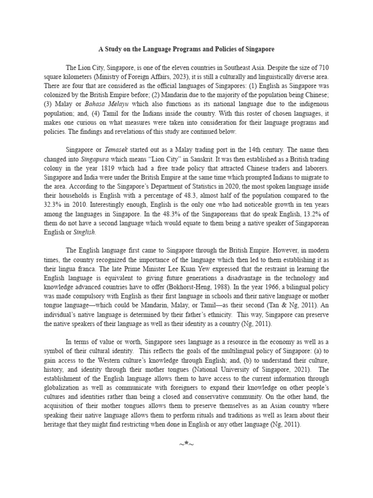 Singapore - Language Program and Policy | PDF