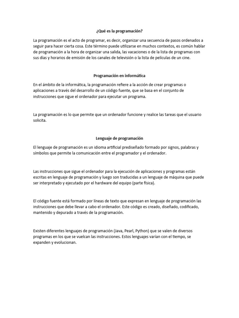 Qué Es La Programación | PDF | Programación de computadoras | Lenguaje de programación