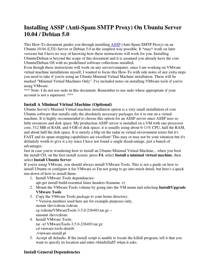 Installing ASSP | PDF | Advanced Packaging Tool | Ubuntu (Operating System)
