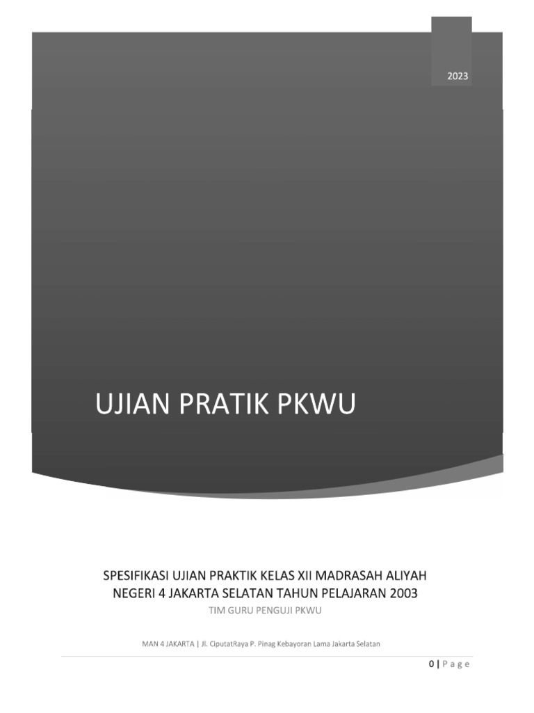 Spesifikasi UPRAK PKWU 2023 | PDF