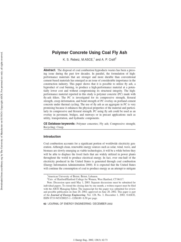 Polymer Concrete Using Coal Fly Ash | PDF | Concrete | Fly Ash