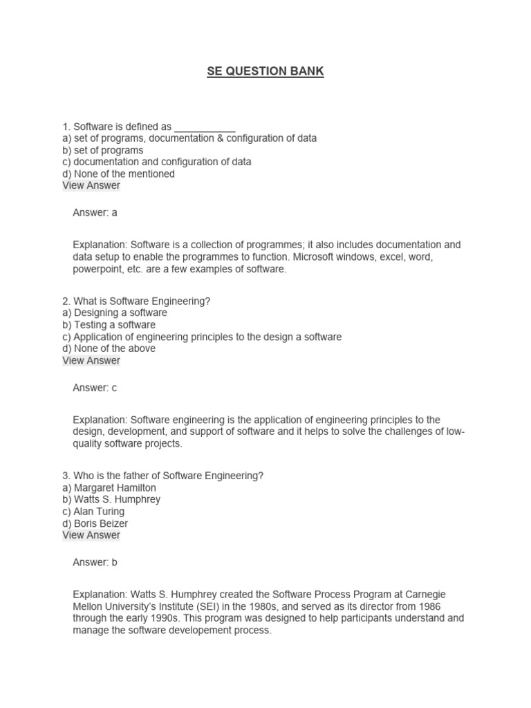 Se QB | Download Free PDF | Software Development Process | Software